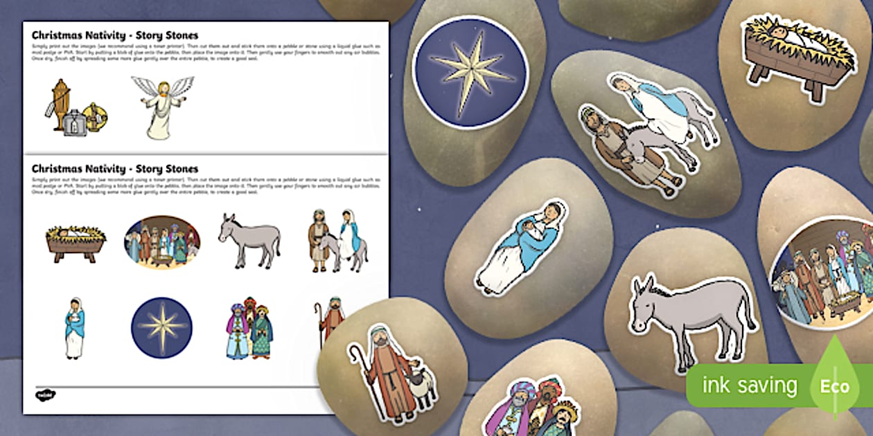 Christmas Nativity Story Stones - Twinkl
