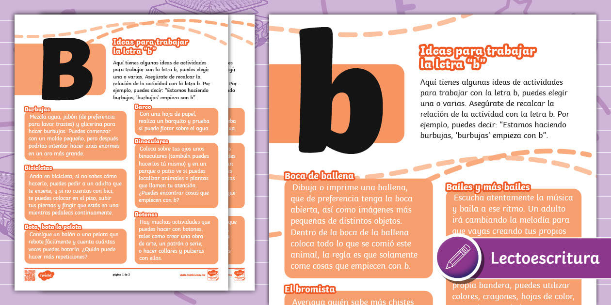 La letra b - ideas para aprender (teacher made) - Twinkl