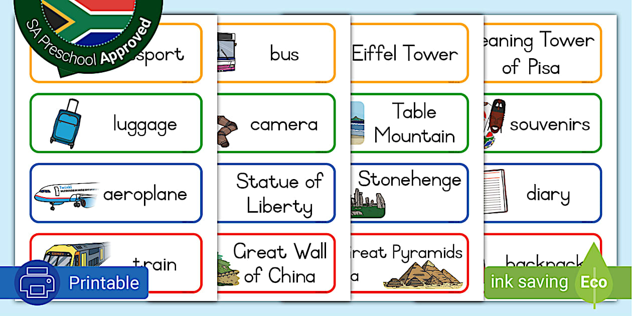 Preschool: Going on Holiday - Word Cards