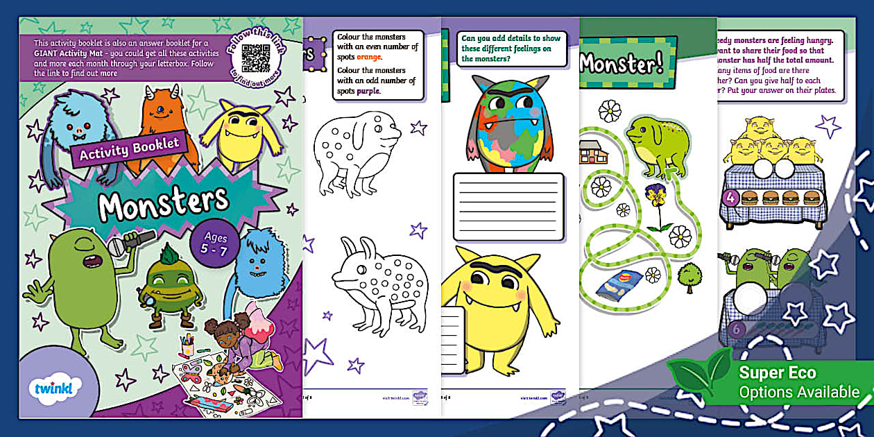 Monsters Activity Booklet (Ages 5 - 7) (teacher made)