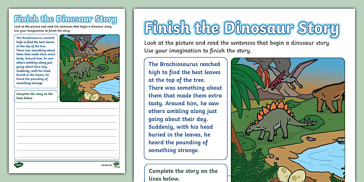 Finish the Dinosaur Story Template (Teacher-Made) - Twinkl
