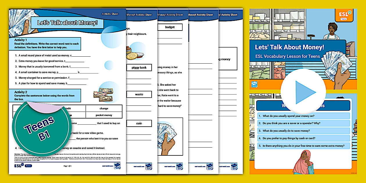 ESL Let's Talk about Money! [Teens, B1] (teacher made)