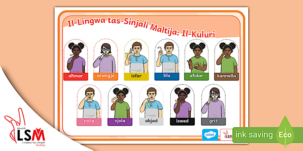 Il-Lingwa tas-Sinjali Maltija l Word Mat: Il-Kuluri
