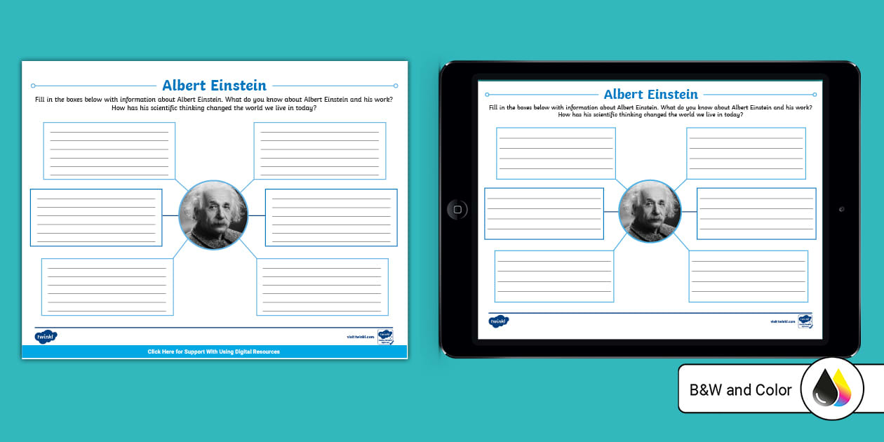 Albert Einstein Mind Map for 3rd-5th Grade - Twinkl
