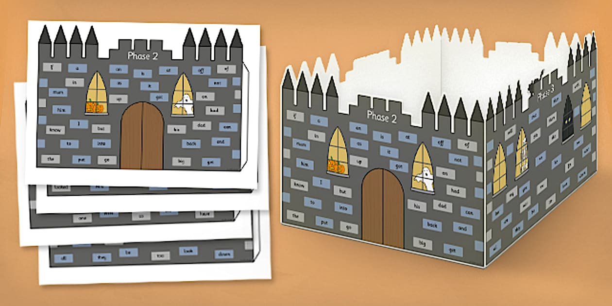 Editable High Frequency Words Scary 3D Castle Visual Aid