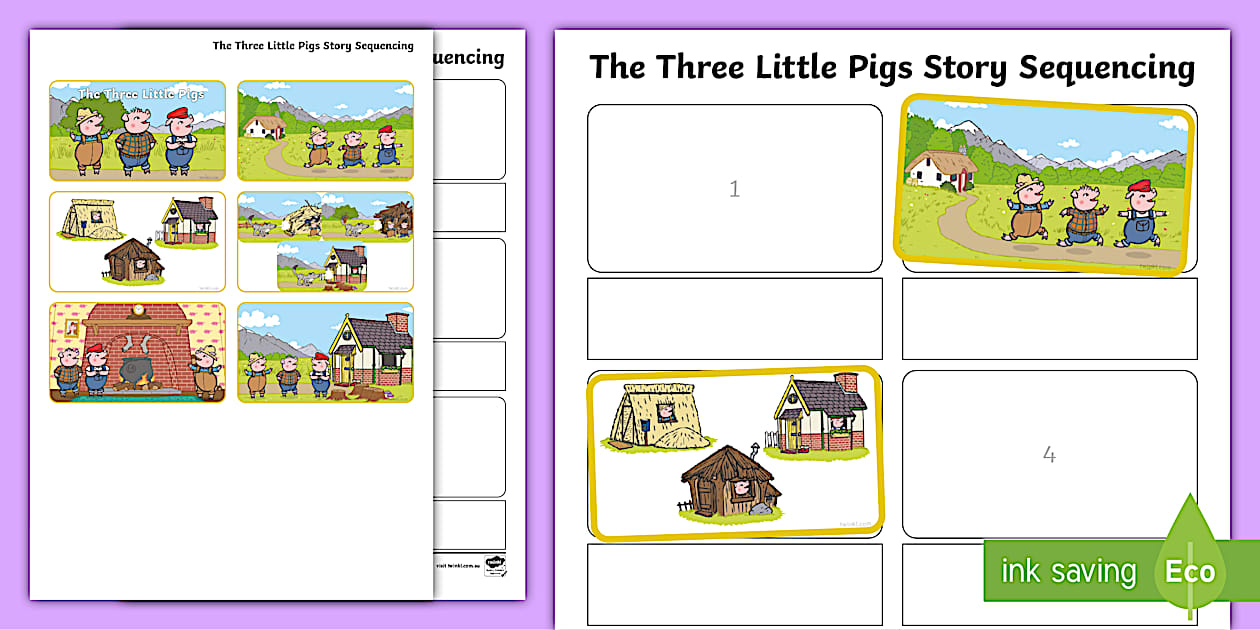The Three Little Pigs Story Sequencing Simplified Worksheets