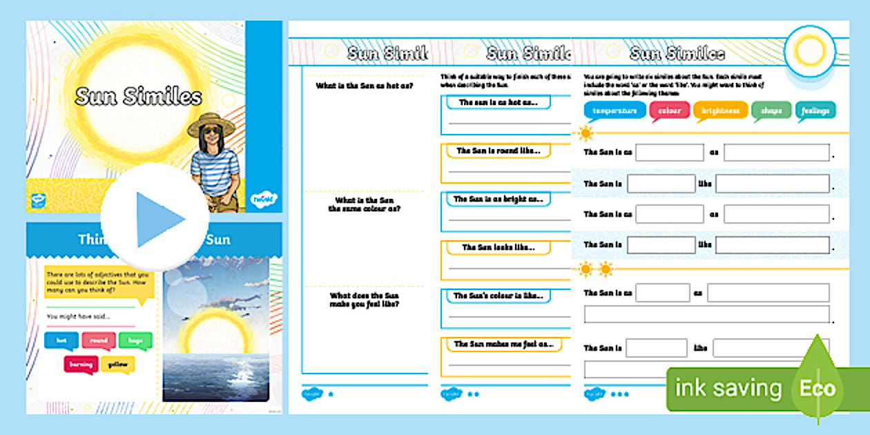 Sun Similes Resource Pack | Descriptive Writing KS2 - Twinkl