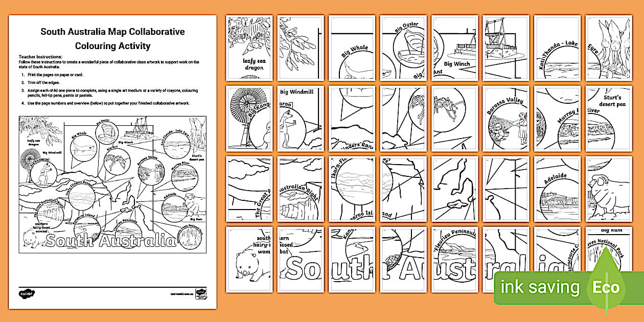 South Australia Map Collaborative Colouring Activity