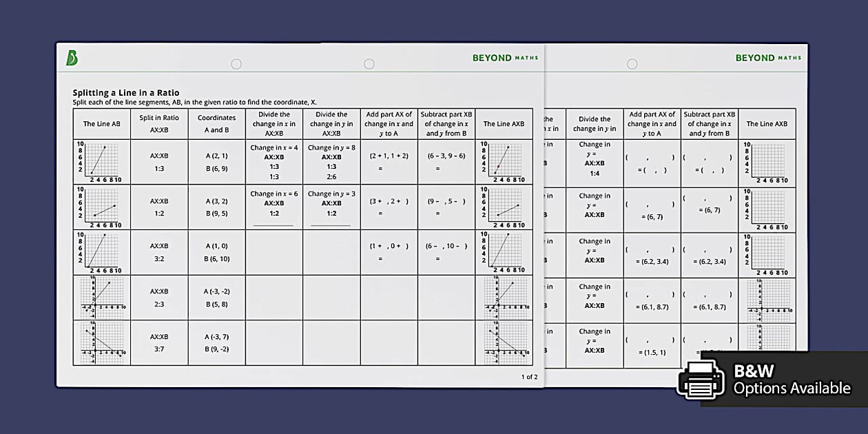 👉 Splitting a Line in a Ratio Fill in the Blanks - Twinkl