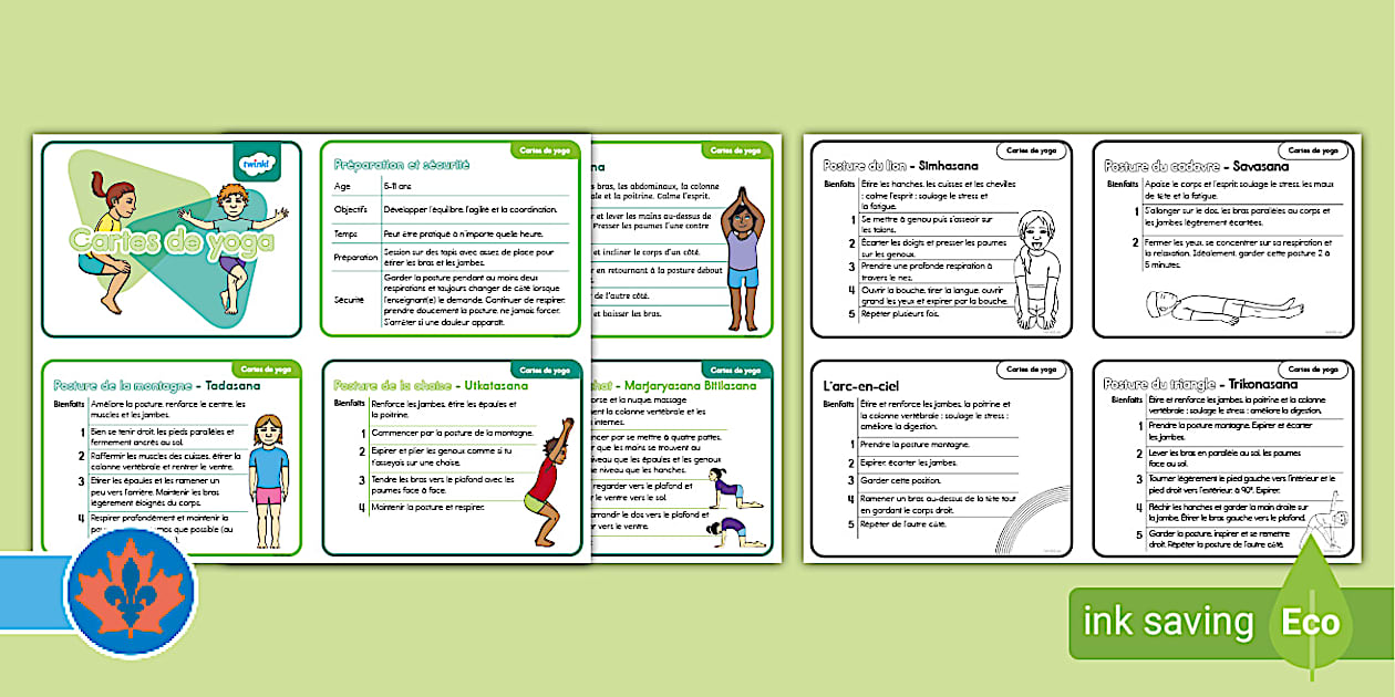 Printable Yoga Flash Cards in French - Twinkl CA - Twinkl