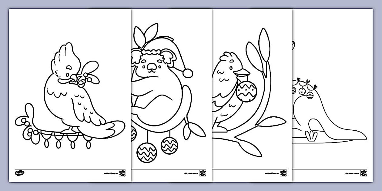 Aussie Animals Christmas Colouring Pages (teacher made)