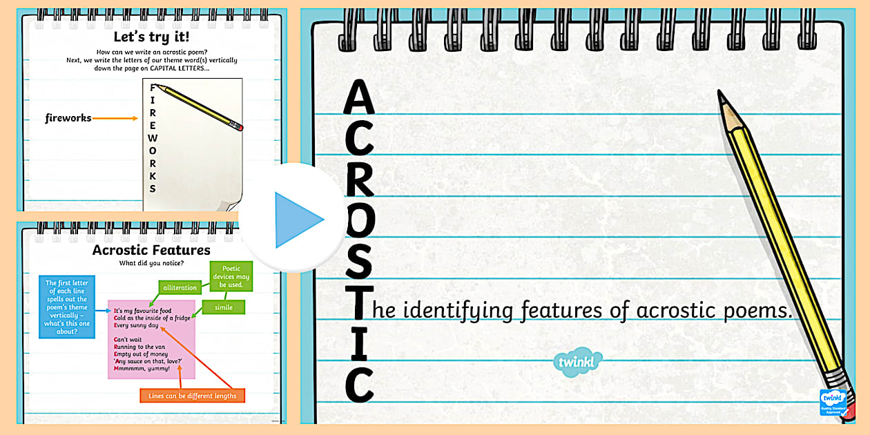 Acrostic Poem Powerpoint - English Resource (teacher made)