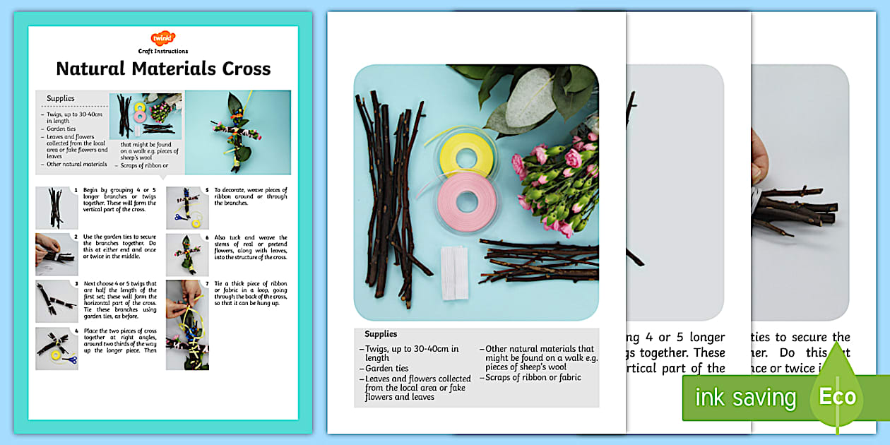 Natural Materials Cross Craft Instructions - Twinkl