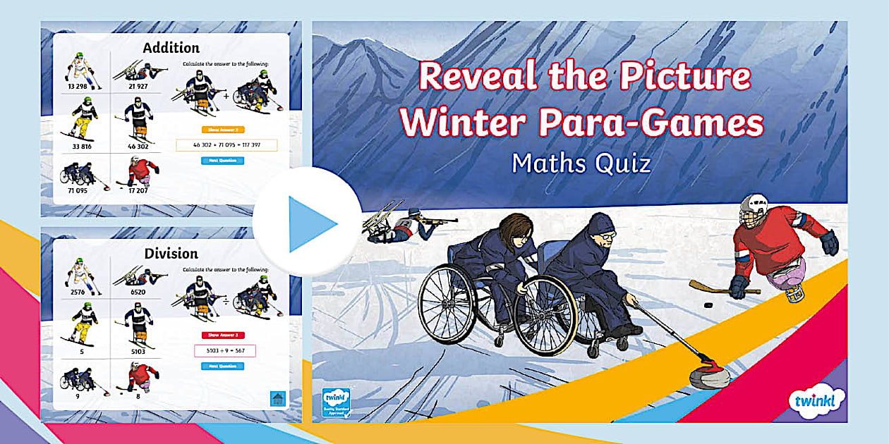 UKS2 Maths Reveal the Picture Winter Para-Games Quick Quiz