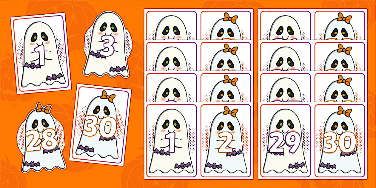 Halloween Ghosts 0-30 Display Numbers - Twinkl