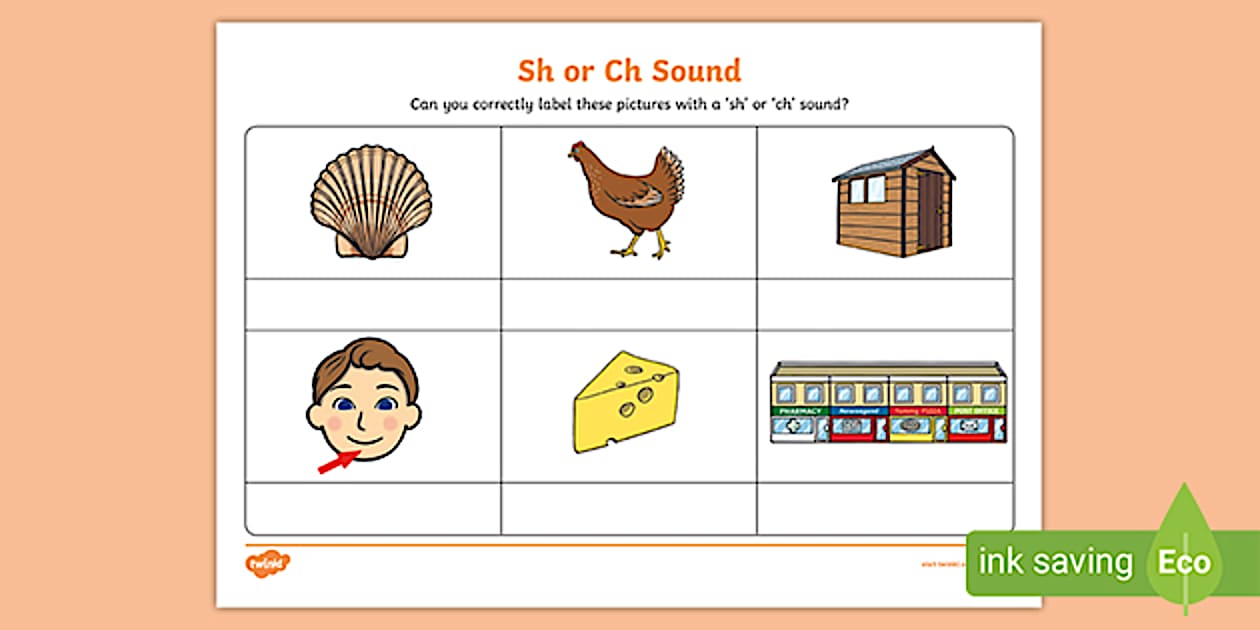 Sh or Ch Sound Phonics Worksheet - FREE English Resource - Twinkl