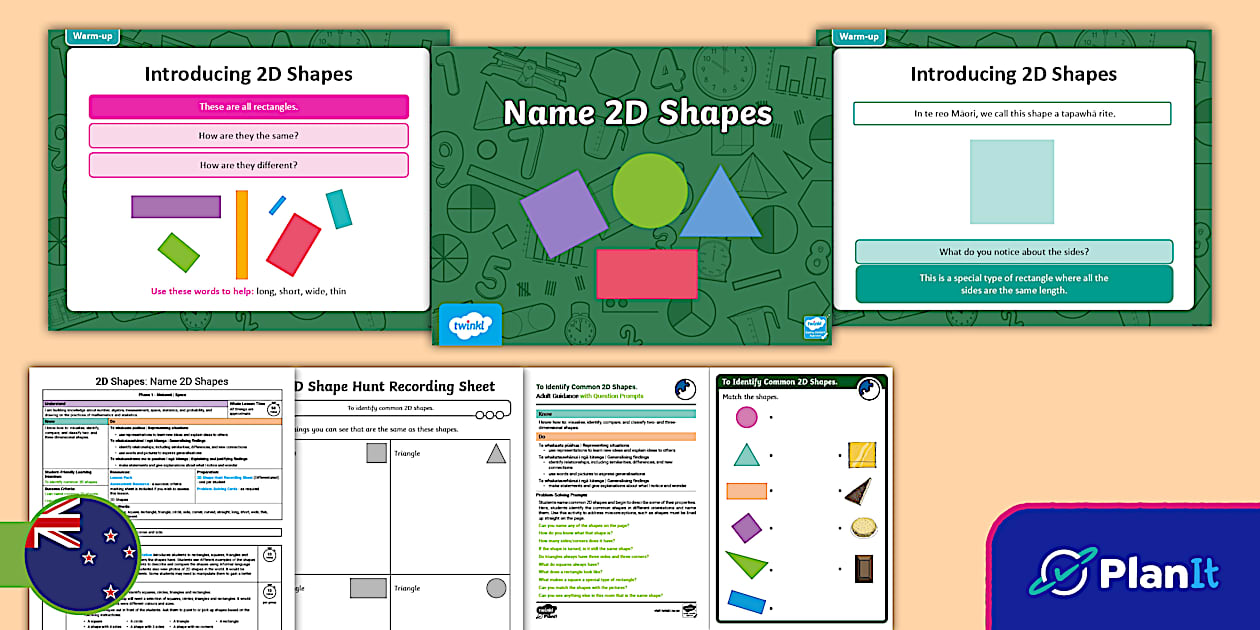 Phase 1 Space: 2D Shapes (Name 2D Shapes) Lesson 1 - Twinkl