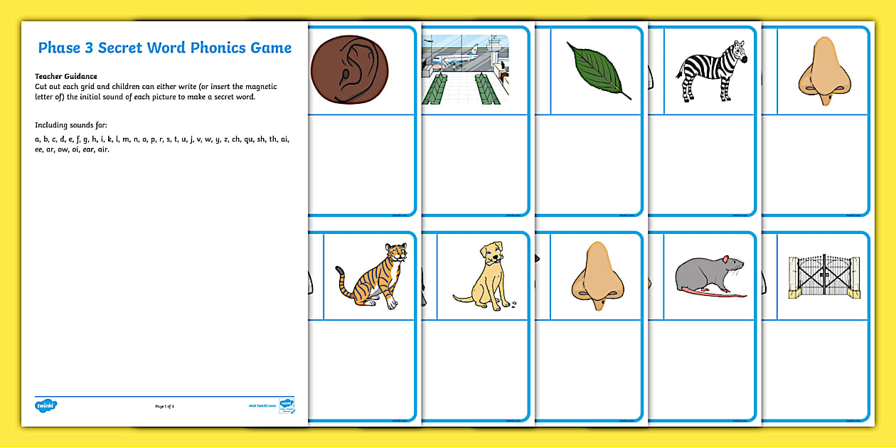 Editable Secret Word Phonics Game Phase 3 (teacher made)