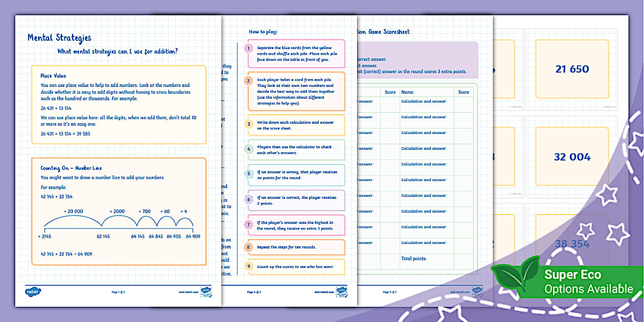 Mental Strategies Addition Game (Ages 9 - 10) (teacher made)