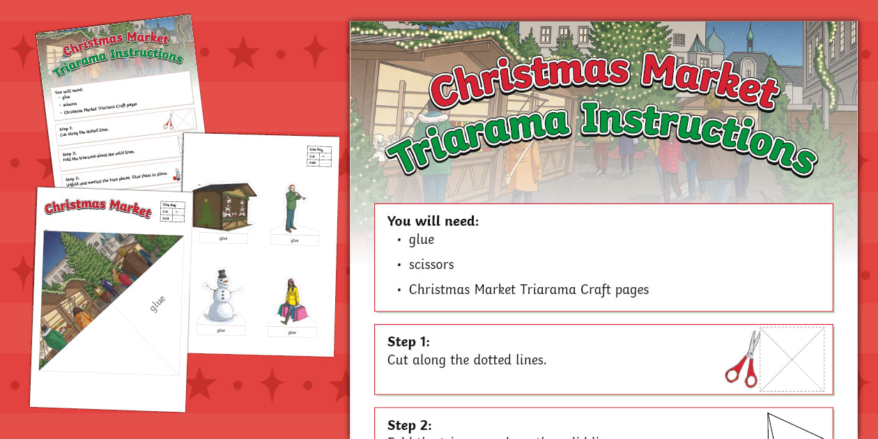 Christmas Market Triarama Craft (teacher made) - Twinkl