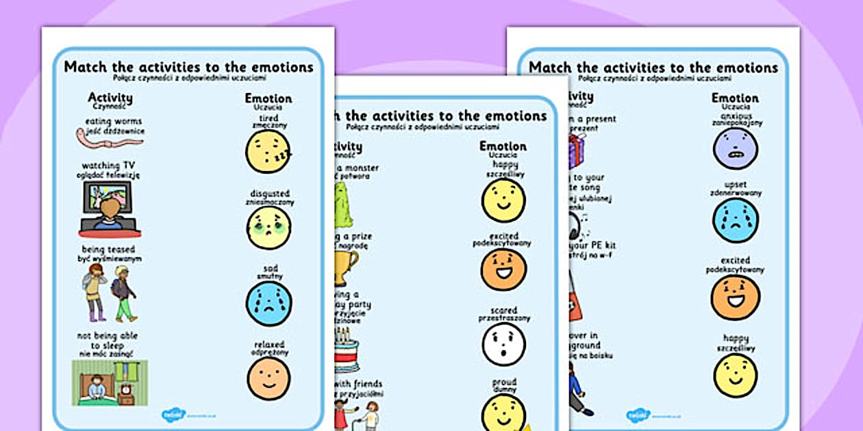 Emotions Activity Worksheets Polish Translation - Twinkl