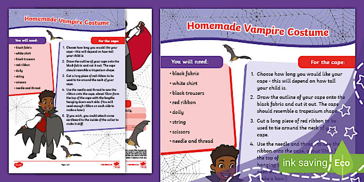 Do It Yourself Homemade Halloween Vampire Costume for Kids