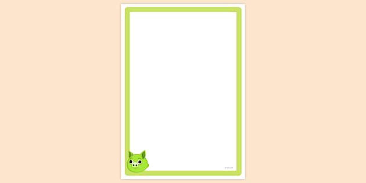 Green Pig Page Border | Page Borders | Twinkl (Teacher-Made)