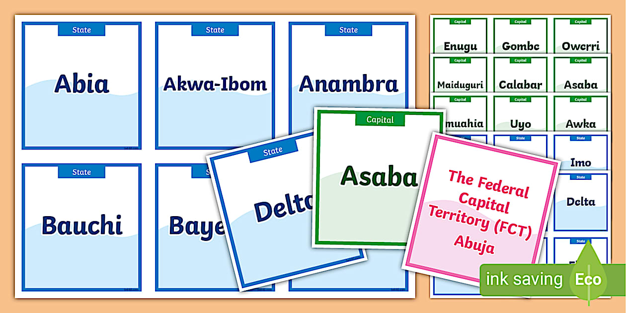 Nigeria States and Capitals Find Your Partner Game - Twinkl
