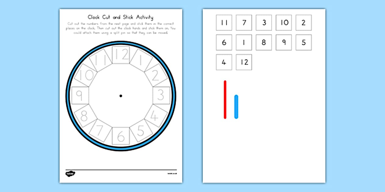Traceable Clock Cut-Out Cut and Stick Activity - Twinkl