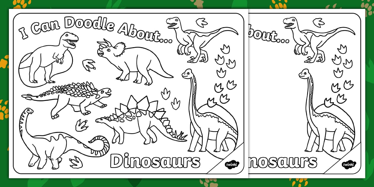 I Can Doodle About Dinosaurs Colouring Pages (teacher made)