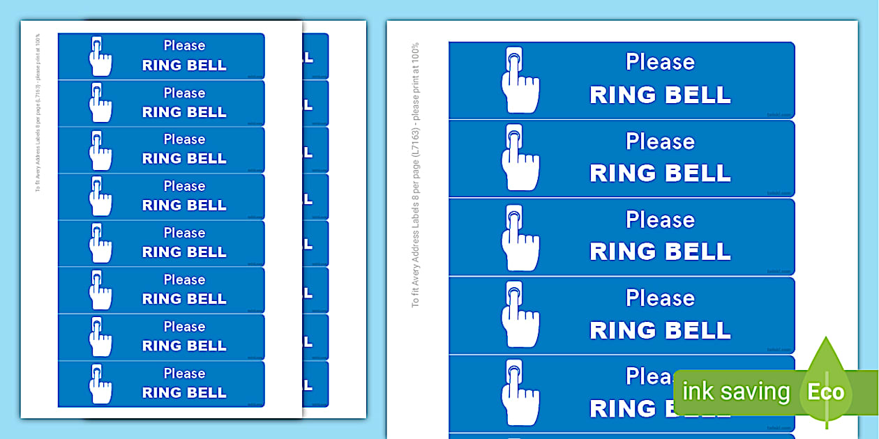 Please Ring the Bell Sign Sticker Labels | Signage | Twinkl