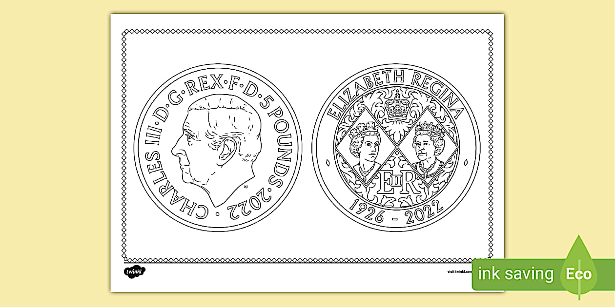 👉 King Charles III Commemorative £5 Coin Colouring Sheet