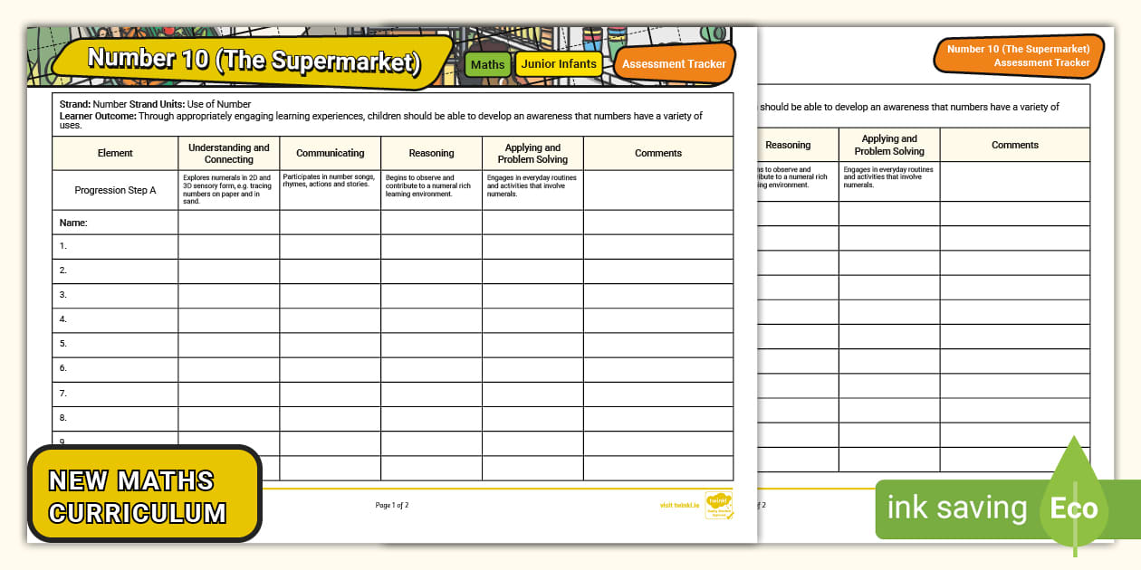 Number Ten (The Supermarket) Assessment Tracker - Twinkl