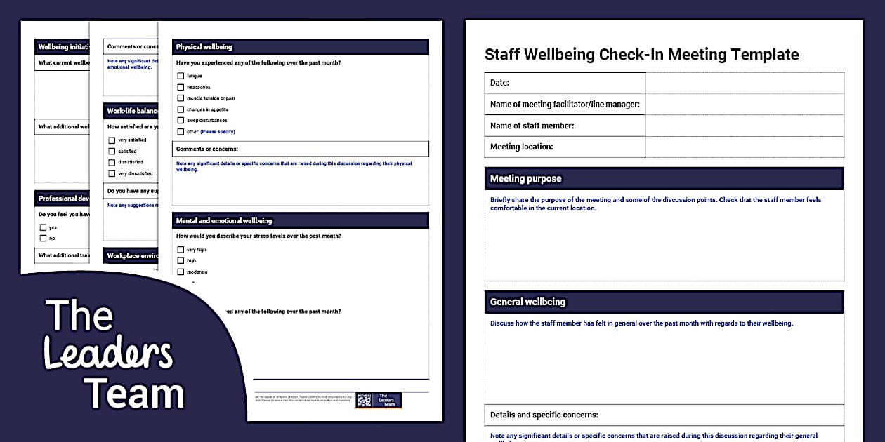 Staff Wellbeing Check-In Template - SLT (teacher made)