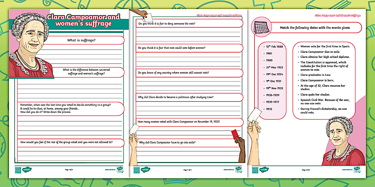 Activity sheet: Clara Campoamor and women's suffrage