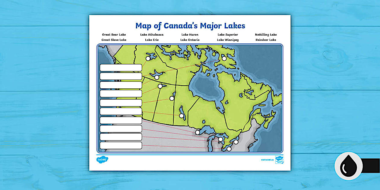 Map Of Canada With Lakes | Twinkl Resources (teacher made)