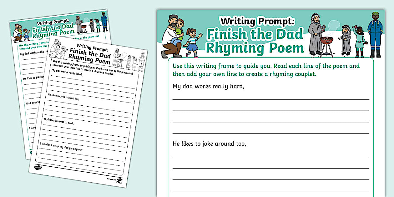 Writing Prompt: Finish the Dad Rhyming Poem (teacher made)