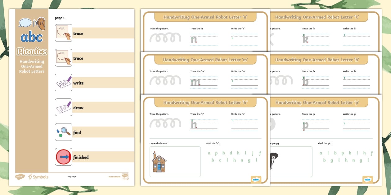 SEND Structured Steps Handwriting One-Armed Robot letters
