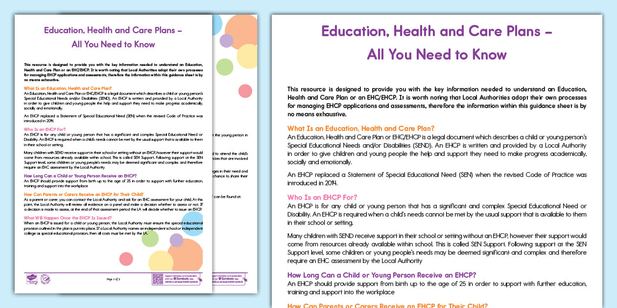 Education, Health Care Plans A Guide For Parents and Carers Adult Guidance