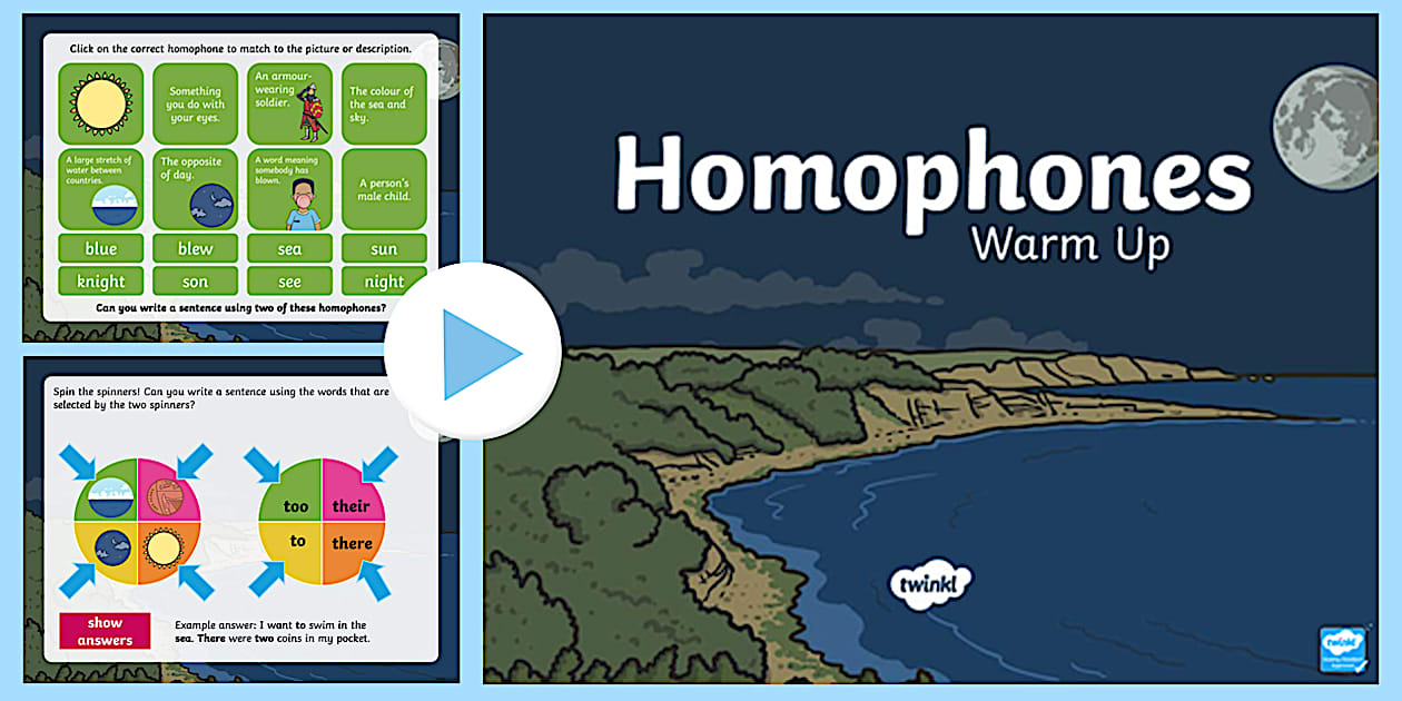 Year 2 Homophones Warm-Up PowerPoint - Twinkl