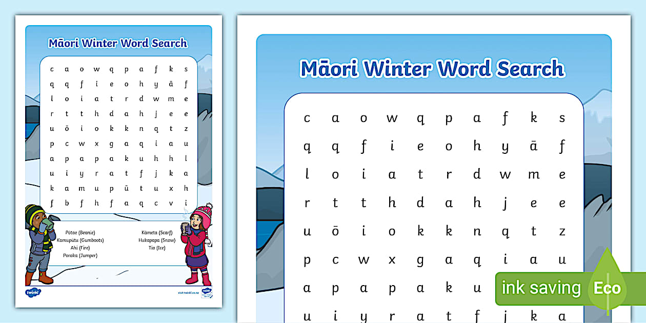 Māori Winter Word Search Y 3/4 (teacher made) - Twinkl