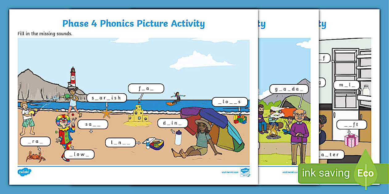 Editable Phase 4 Phonics Picture Activity Sheets - Twinkl