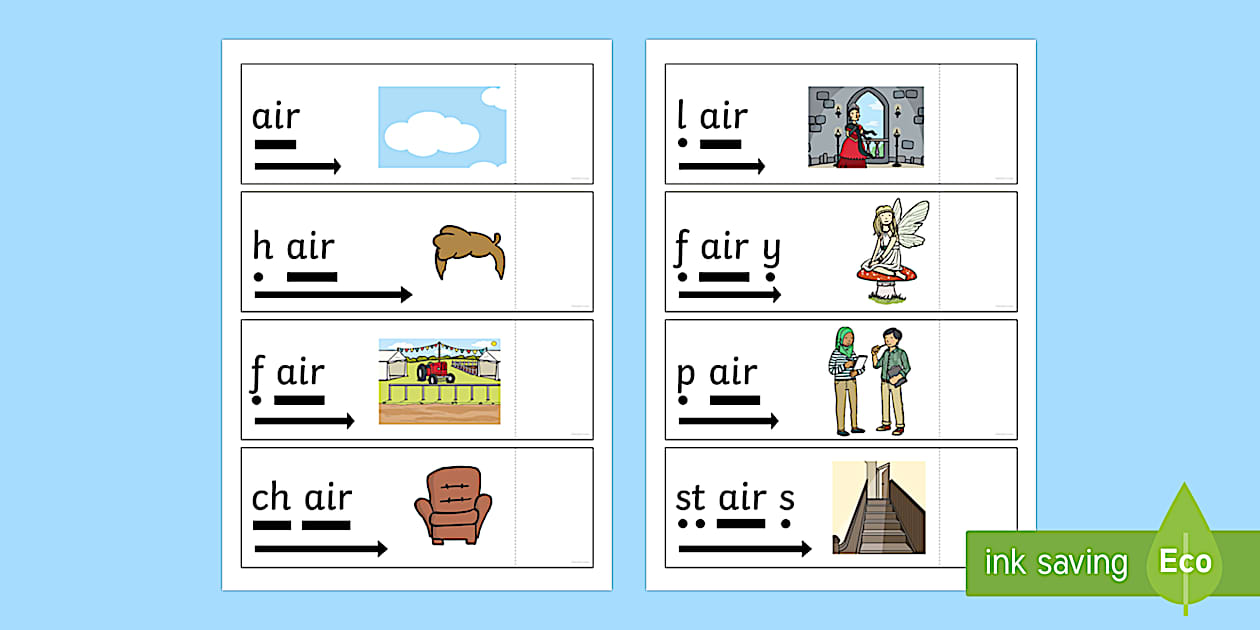 Phase 3 'air' Worksheet (teacher made) - Twinkl