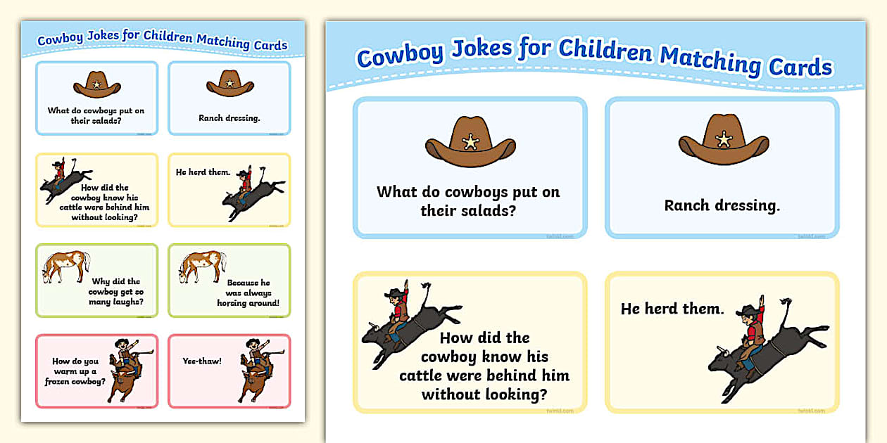 Cowboy Jokes for Children Matching Cards (teacher made)