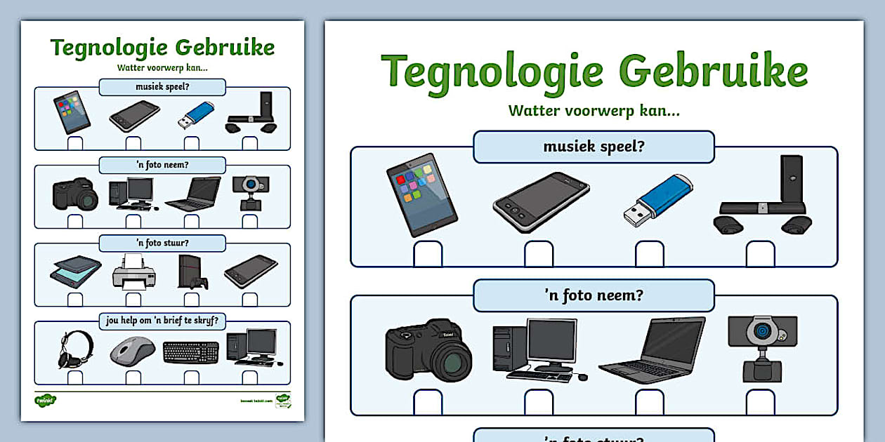 Gebruike van Tegnologie Aktiwiteitskaart (teacher made)