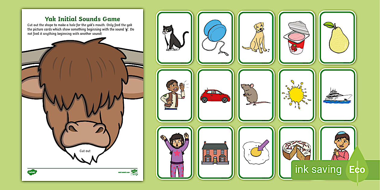 Yak Initial Sound Game: Letter y (teacher made) - Twinkl