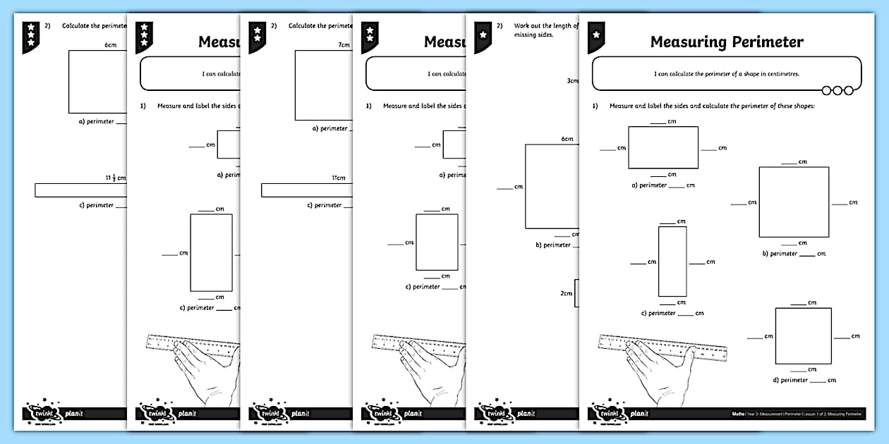 Middle Ability Differentiated Perimeter Worksheets - Measuring Perimeter in