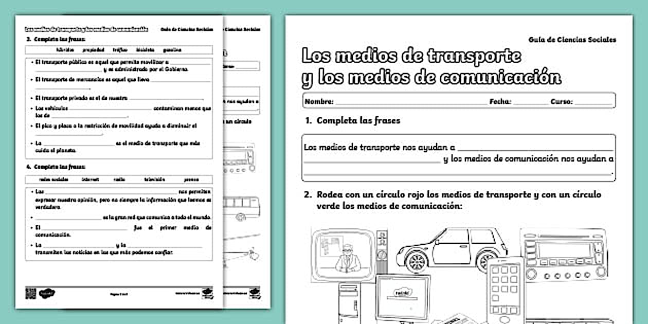 Guía - medios de comunicación y transporte - Twinkl Colombia
