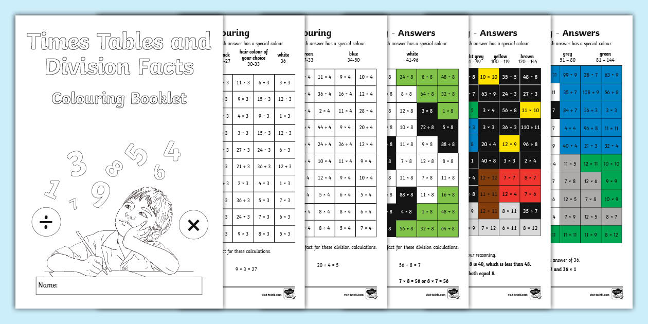 👉 Times Tables and Division Facts Colouring Booklet