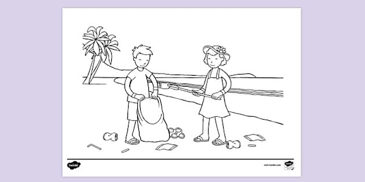 Day at the Beach Colouring Page | Colouring Pages - Twinkl